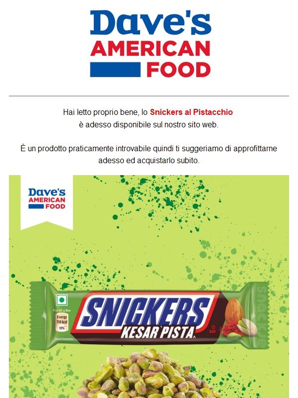 Dave's American Food: Snickers al Pistacchio? È arrivato! | Jekoo