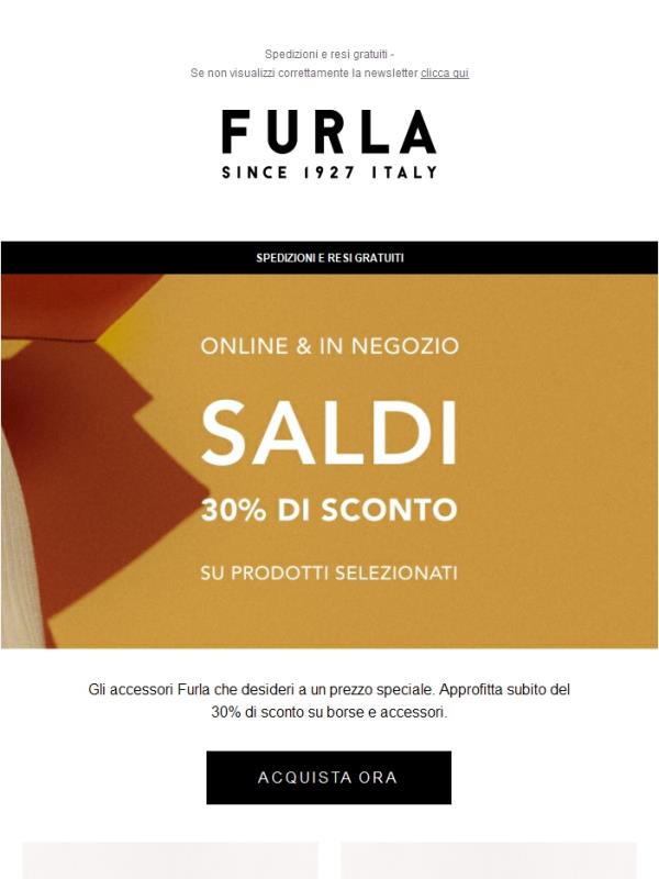 Furla: È tempo di saldi: 30% di sconto per te | Jekoo