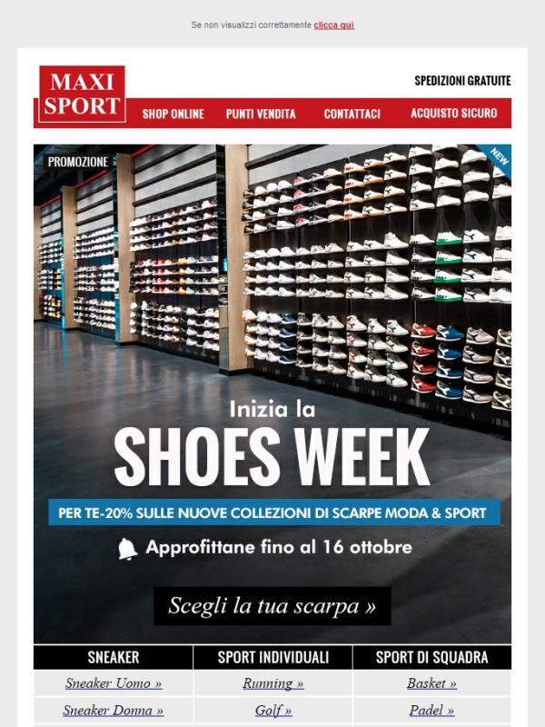 Maxi Sport: È iniziata la Shoes Week: per te -20% sulle novità Scarpe ...