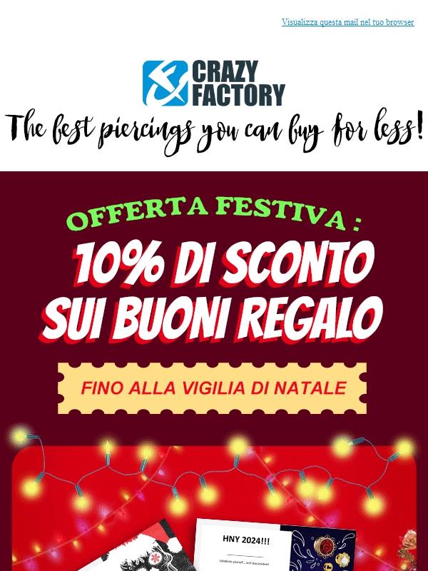 Crazy Factory: ⚡️ Ultima offerta di Natale: 10% di sconto sui buoni ...
