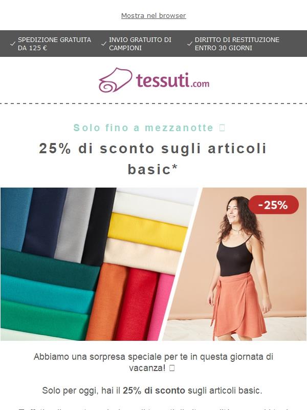 tessuti.com: Solo per oggi: 25% di sconto sugli articoli basic | Jekoo