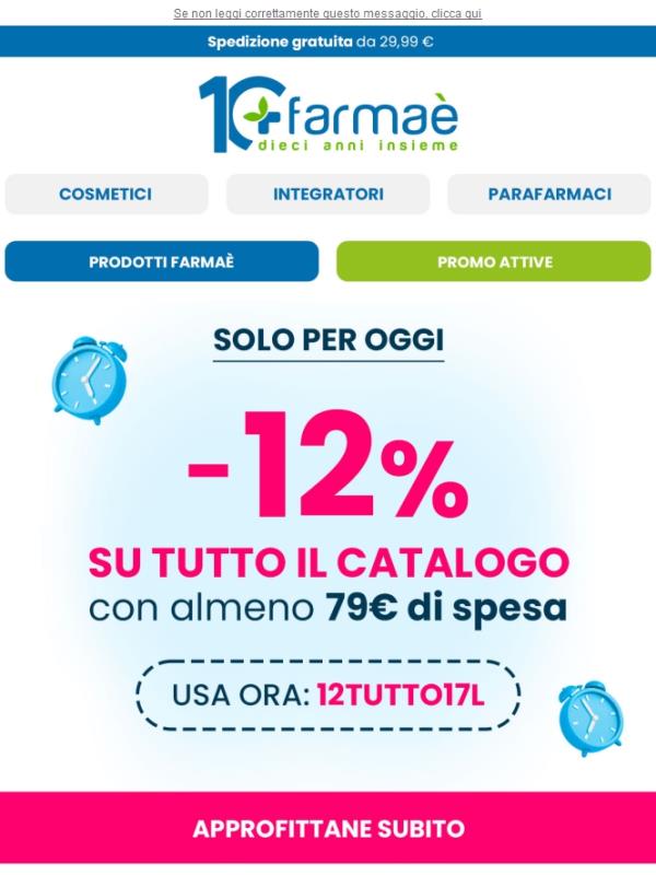 Farmaè: Ottieni il 12% di sconto su ordini da 79€ | Jekoo
