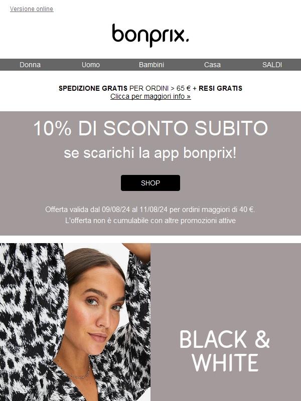 bonprix: hAPPy Friday: 10% di sconto per ordini da App | Jekoo