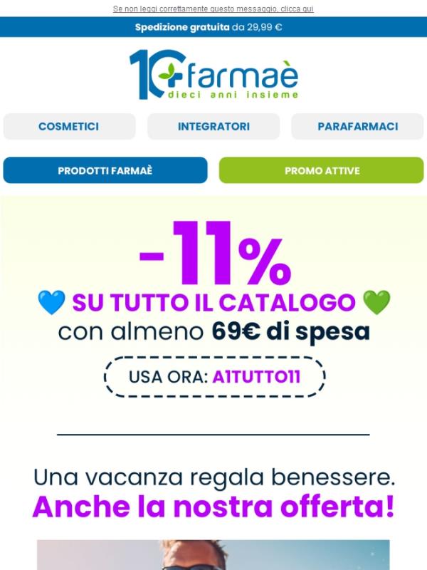 Farmaè: Per te: 11% di sconto su tutto il catalogo | Jekoo
