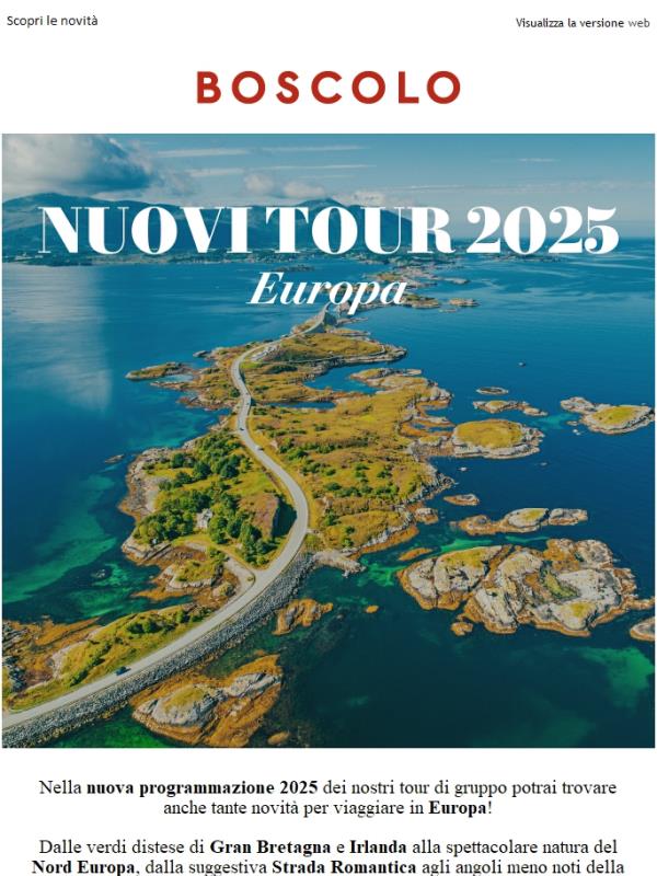Boscolo Viaggi: Europa: i nuovi tour 2025 | Jekoo