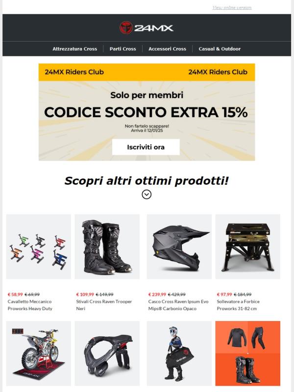 24MX: Goditi un 15% di sconto EXTRA! | Jekoo