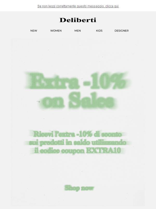 Deliberti: Extra -10% sui saldi fino al -50%, coupon: EXTRA10 | Jekoo