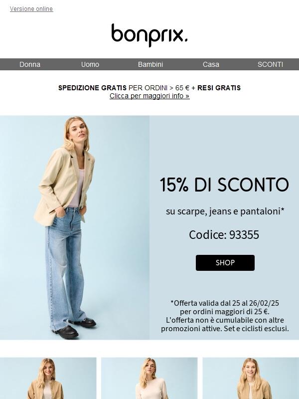 bonprix: 15% di sconto, tutto per te! | Jekoo