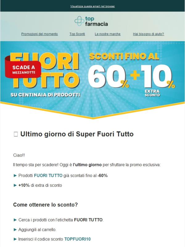 Top Farmacia: ⏰ Ultime ore: Extra 10% sui Fuori Tutto! | Jekoo