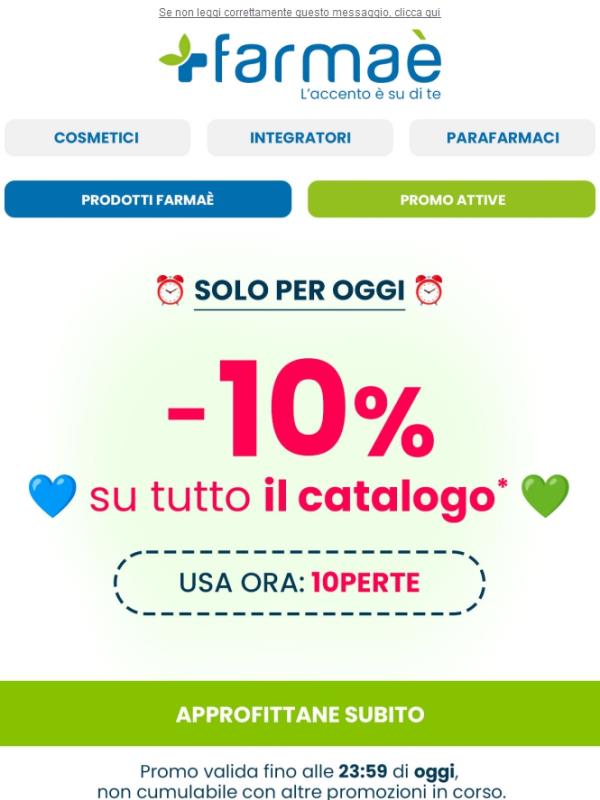 Farmaè: 10% su tutto il catalogo solo per oggi! ⏳ | Jekoo