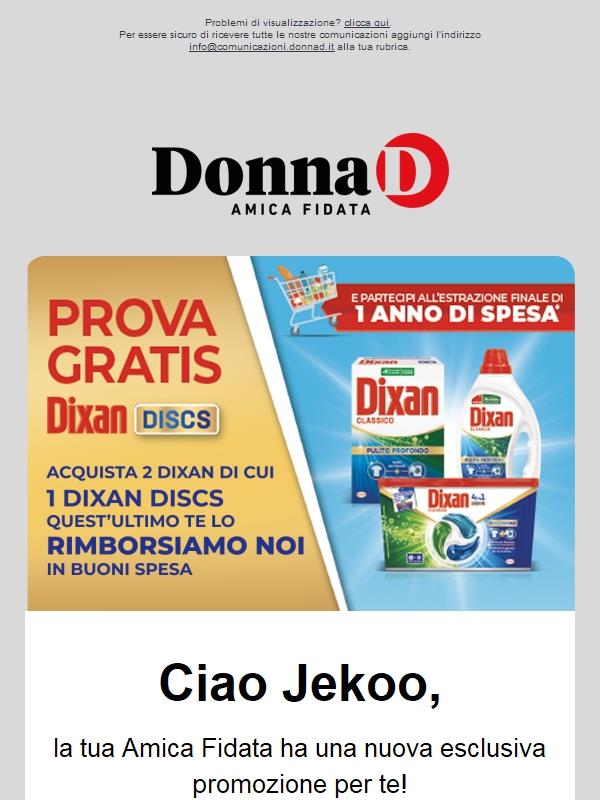 DonnaD: Prova gratis Dixan Discs e prova a vincere un anno di spesa gratis! | Jekoo