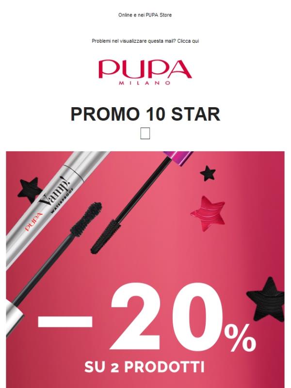PUPA: -20% su 2 prodotti ⭐️ Scopri la promo stellare! | Jekoo