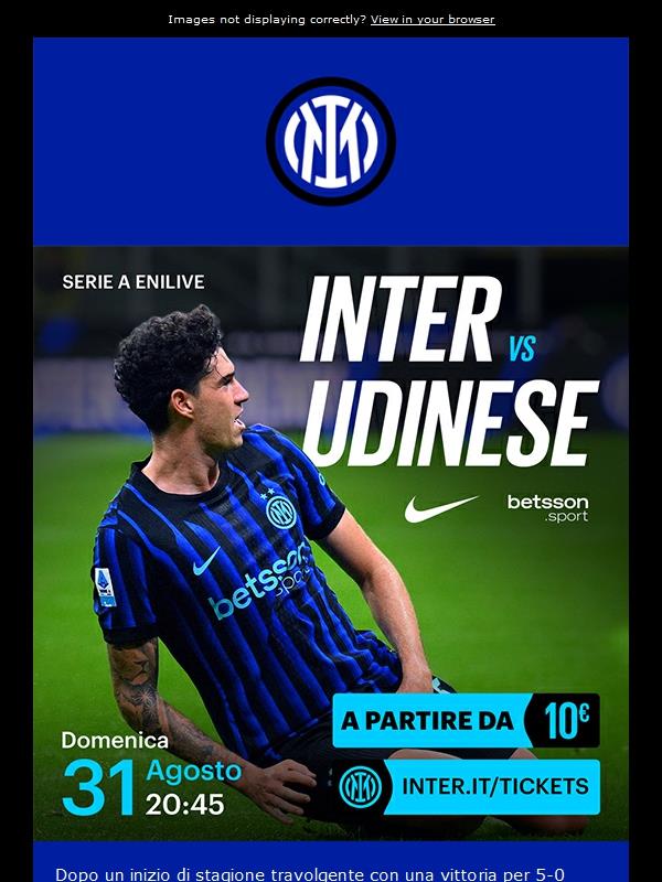 Inter Store: Inter–Udinese: biglietti a partire da 10€ ⚫ ️ | Jekoo